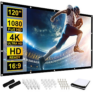 Azzuro 120 inch Projector Screen, Double Sided Washable Outdoor Projection Screens, 16:9 Foldable Anti-Crease Portable Projection Movies Screen for Camping Party, Home Theater, Office