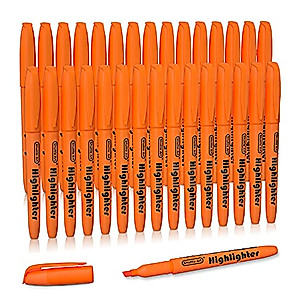Shuttle Art Highlighters, 30 Pack Highlighters Bright Colors, Orange Colors Chisel Tip Dry-Quickly Non-Toxic Highlighter markers for Adults Kids Highlighting in the Home School Office