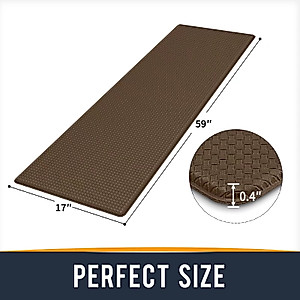 Oakeep Kitchen Mat Anti Fatigue Cushioned Mats for Floor Runner Rug Padded Kitchen Mats for Standing, 17"x59", Brown