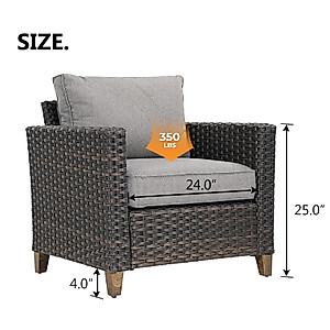 Grand patio Sofa Sets Outdoor Furniture Sets 6 Pieces Conversation Set, Wicker Patio Furniture Sectional Sofa with Thick Cushions for Yard Garden Porch &Brown
