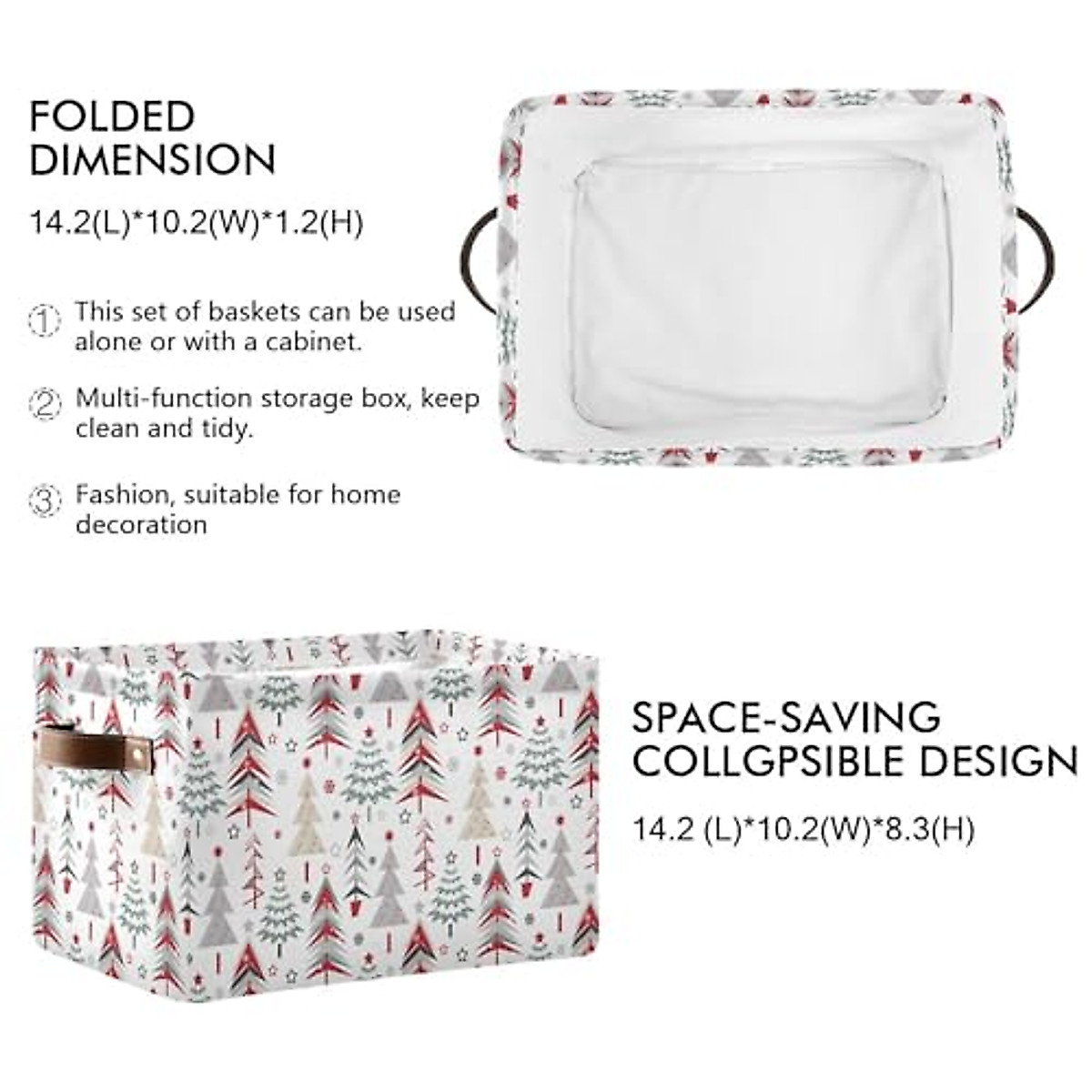 Christmas Trees Storage Basket Bins Foldable Decorative Storage Box Laundry Hamper Baskte Storage for Pet Books Clothes Makeup Nursery Closet Office,1 pcs
