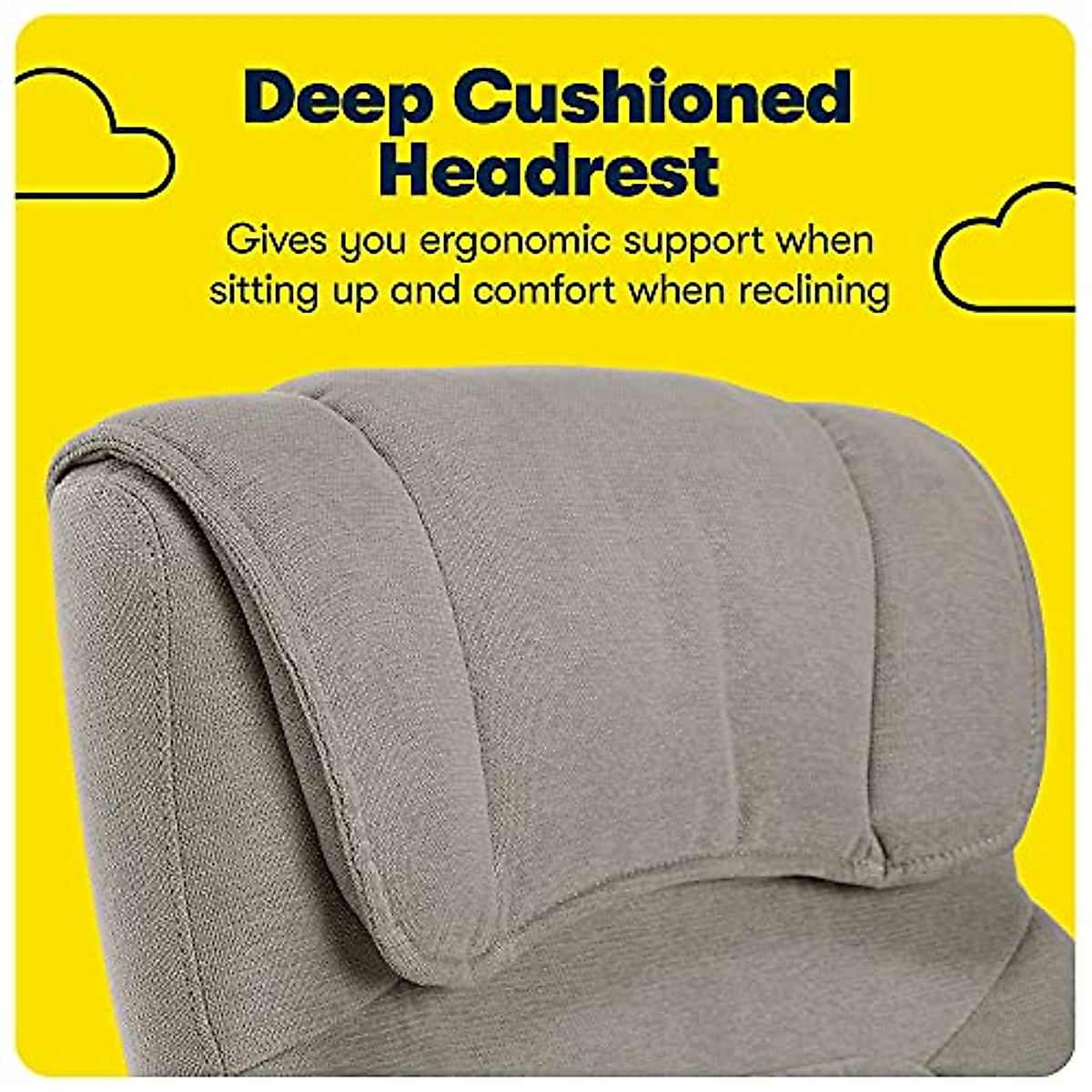 Serta Executive Office Chair Ergonomic Computer Upholstered Layered Body Pillows, Contoured Lumbar Zone, Microfiber, Black Base, Fabric, Grey/Silver