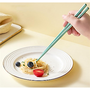 Chopsticks 5 Pairs Dishwasher Safe Reusable Easy to Use Chopsticks Set 9.5 Inches for Sushi, Ramen, Asian Cuisine, Matte Non-slip (Light 5 colors)