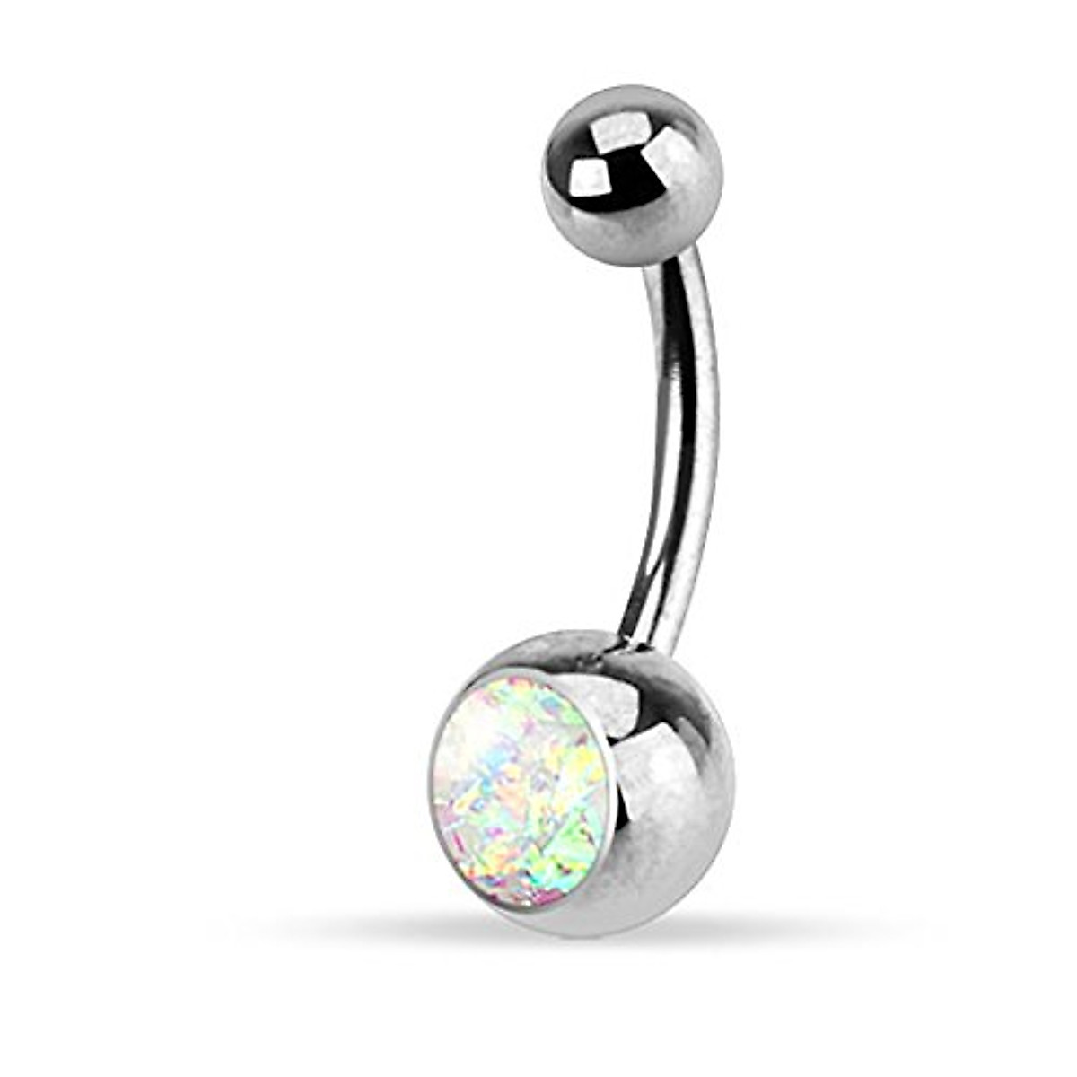 FIFTH CUE 14G Opal Glitter Set 316L Surgical Steel Belly Button Rings