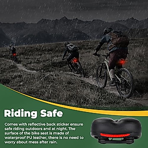 TONBUX Memory Foam Bike Seat Cushion for Men & Women - Waterproof Bicycle Saddle with Comfortable Faux Leather Cover, Universal Fit for Road, Hybrid, Commuter Bikes