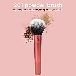 Real Techniques Ultra Plush Powder Makeup Brush, For Setting Powder, Bronzer, & Blush, Sheer, Buildable Coverage, Large, Fluffy Powder Brush, Vegan, Cruelty-Free & Synthetic Bristles, 1 Count
