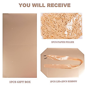 Elephant-package Medium Gift Box with Lids, Ribbon and Paper Filler, for Men Women Birthdays, Father's Day, Bridal Showers, Weddings, Baby Showers - Collapsible, 8.7", 1 Pack, Black