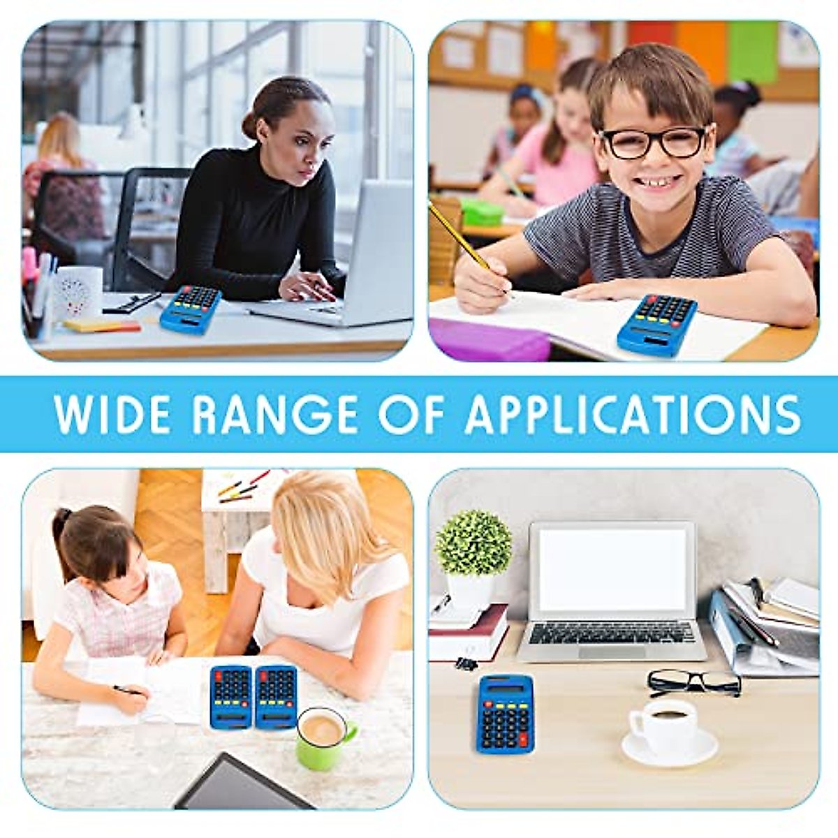 12 Piece Pocket Size Mini Calculators Solar Powered Calculators Handheld 8 Digit Display Basic Calculators Dual Power Basic Calculator Pocket Calculator for Office Students Kids, No Battery