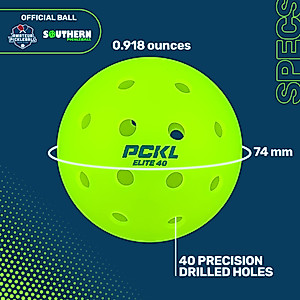 PCKL Elite 40 Pickleball Balls | Tournament and Competition Ball | 4 Pack of Balls | 50 Pack | 100 Bulk Pack | USA Pickleball Approved (4 Pack, Neon Green)