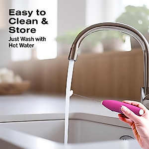 Bean Envy Milk Frother Handheld for Coffee - Electric Hand Blender, Mini Drink Mixer Whisk & Coffee Foamer Wand with Stand for Lattes, Cappuccino, Matcha and Hot Chocolate - Kitchen Gifts - Raspberry