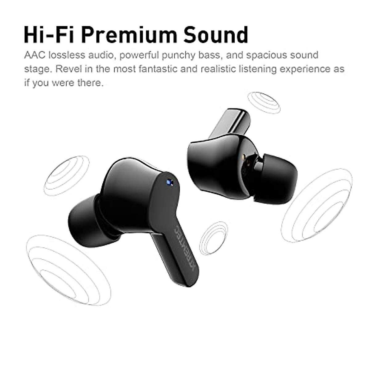 xtremtec Bluetooth Noise Cancelling Wireless Earbuds for iPhone/Android, in-Ear Sweatproof Stereo Bass Headphones, Immersive Sound Bluetooth 5.2 Earphones with Microphones,En-able Computer (Black)