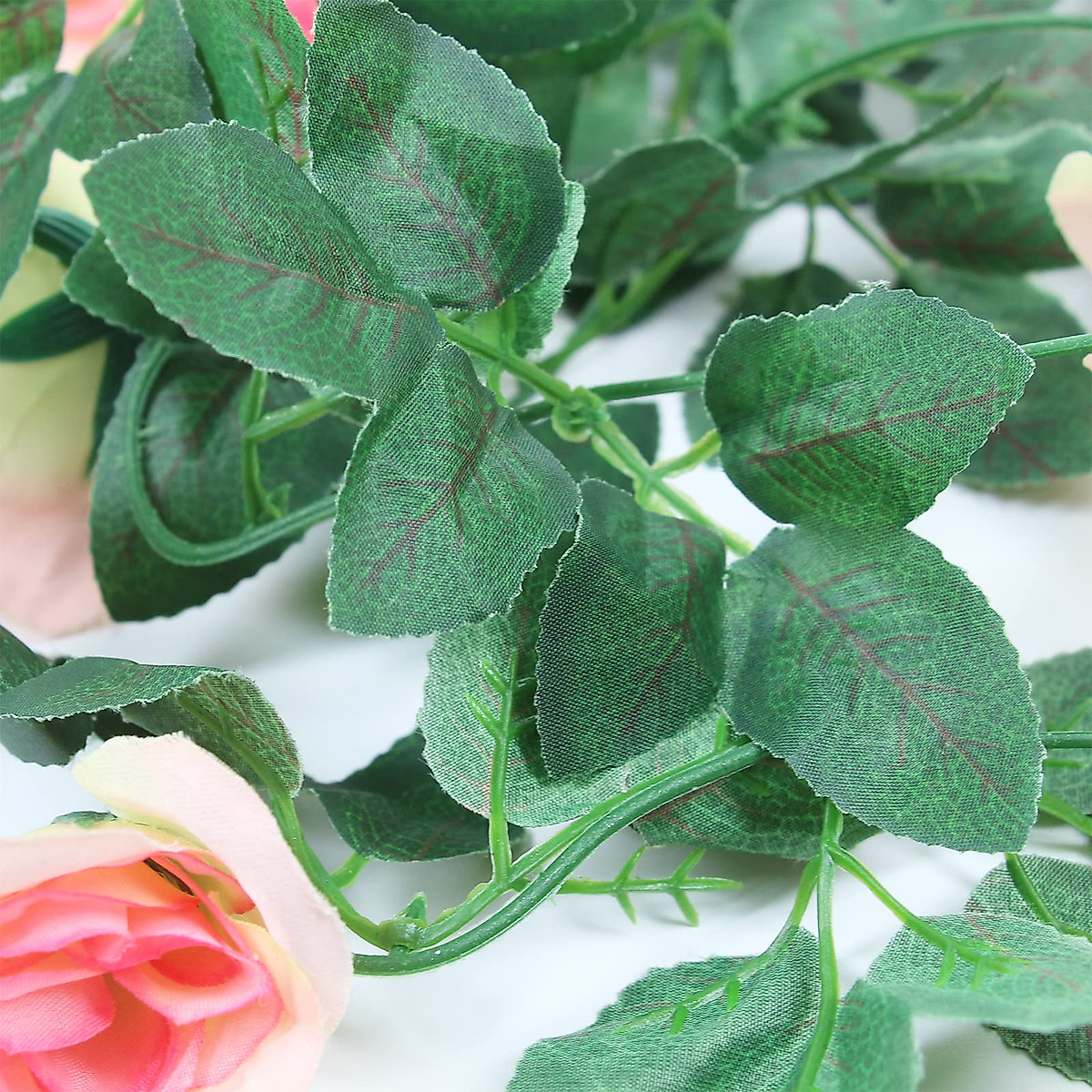 Hananona 2PCS Artificial Hanging Flowers 3.3Ft Artificial Rose Vine Hanging Plants Artificial Flower for Home Room Garden Wedding Indoor Outdoor Decoration (Pink, 2)