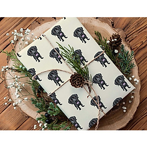Cute Black Labrador Retriever Gift Wrap, Black Lab Wrapping Paper, Dog Christmas Birthday Party Decoration Decor (6 foot x 30 inch roll)