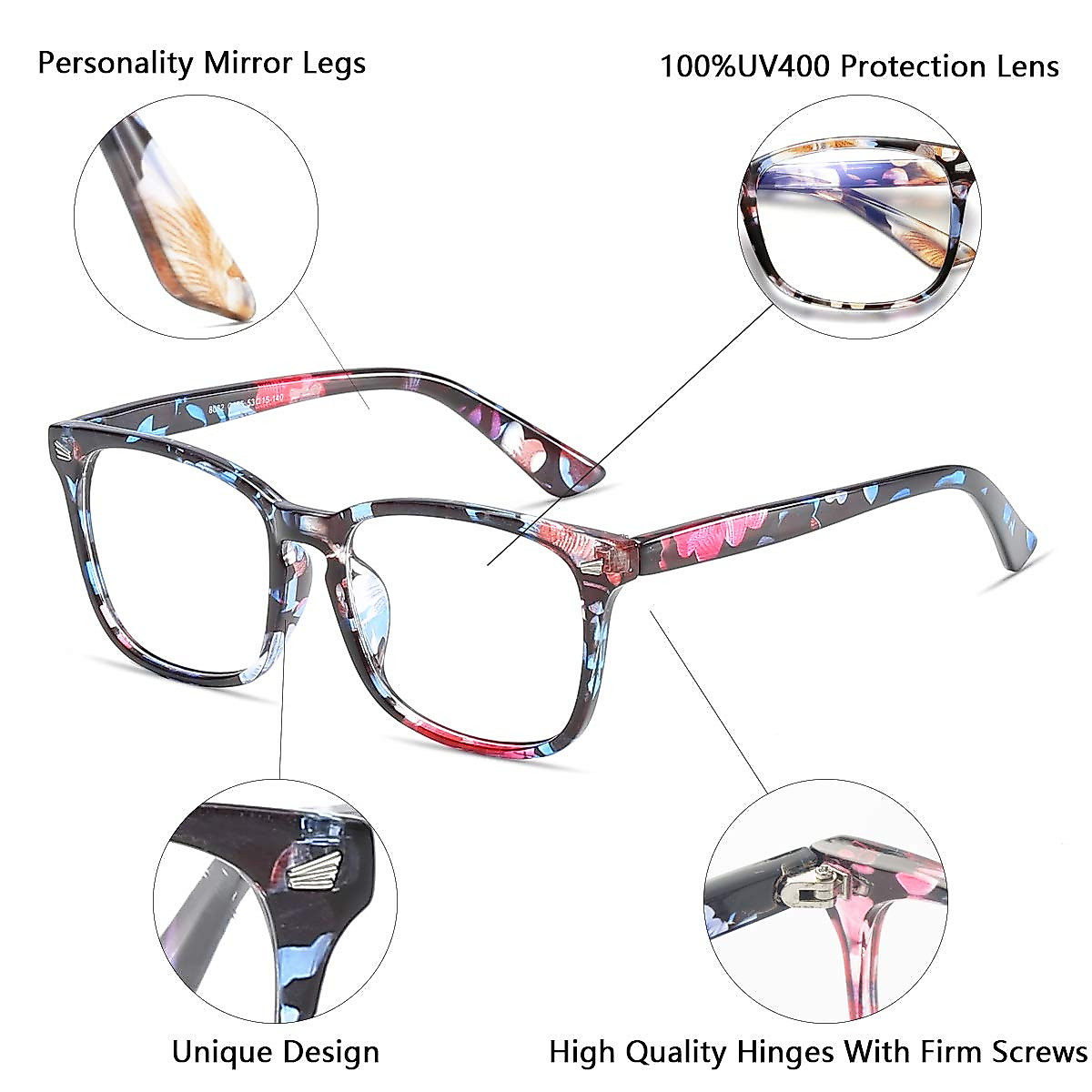 AISSWZBER Unisex Stylish Square Non-Prescription Eyeglasses Clear Lens Glasses
