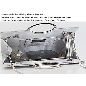 Dexmay Rhinestone Clutch Handbag with Crystal Handle for Wedding Party Elegant Clutch Purse for Women AB Silver
