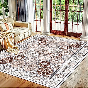 CHOSHOME Washable Rug 8x10 for Living Room Farmhouse Vintage Boho Persian Area Rug for Bedroom Dinning Room Office Non-Shedding Indoor Rug Home Decor