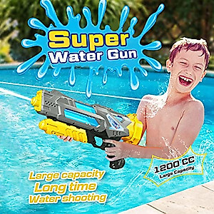 Water Gun for Kids Adults, 2 Pack Soaker Squirt Guns, 1200CC High Capacity Super Ideal Gift Toys for Summer Outdoor Swimming Pool Beach Water Fighting- Blue/Gray