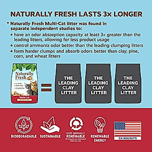Naturally Fresh Cat Litter - Walnut-Based Quick-Clumping Kitty Litter, Unscented, Multi Cat, 26 lb