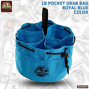 Graintex GB2892 18 Pockets Grab Bag Royal Blue Color Rip-stop Canvas Drawstring Closure, Small Parts Organizer Bag, Parachute Canvas Bag for Screws, Small Tools, Small Parts