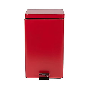 McKesson Trash Can with Plastic Liner, Steel, 8 Gallon / 32 Quart, Red, 1 Count