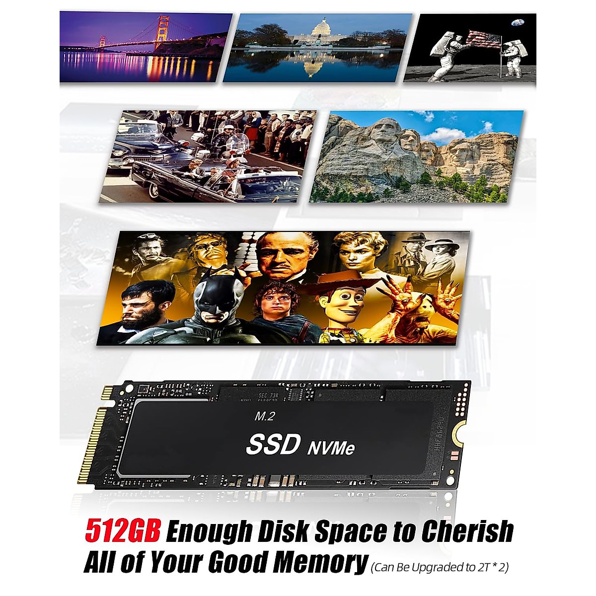 GenMachine Mini PC Windows 11, Mini PC Gaming, Small Desktop Computer, AMD Ryzen 7 5700U up to 4.3GHz, 16GB DDR4, 512GB SATA & M.2 NVMe for Office, Home, Design, Game use
