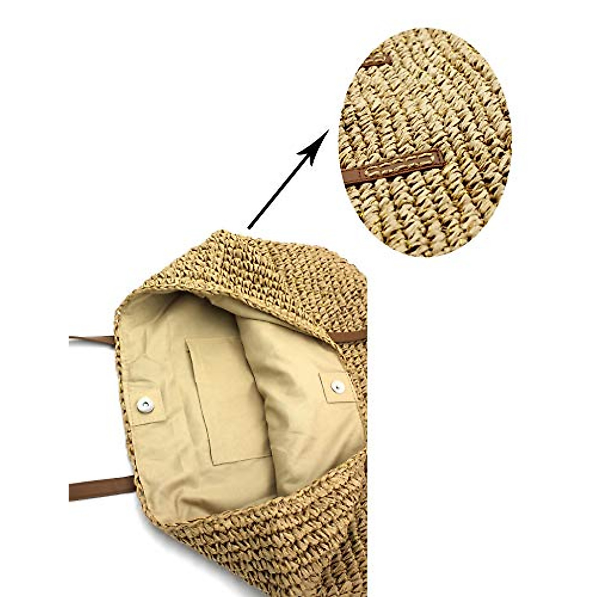 Romfor Women Large Straw Bag Handmade Summer Beach Shoulder Bag