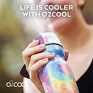 O2COOL Mist 'N Sip Misting Water Bottle 2-in-1 Mist And Sip Function With No Leak Pull Top Spout Sports Water Bottle Reusable Water Bottle - 20 oz (Tropical)