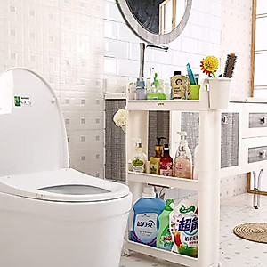 Rolling Storage Cart with Wheels – 3-Tier Organizer Rack for Effortless Organization and Mobility, Shelf Trolley with Wheels for Bathroom, Laundry, Kitchen, Baby, Office, Bedroom etc