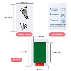 Outus 18 Pieces Baby Inkless Handprint and Footprint Kit 6 Safe Hand and Foot Ink Pad Clean Touch Dog Paw Print Stamp Kit and 12 Card for Newborn Registry Family Keepsake Baby Gift (Small)