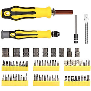 ZRSJ 71 Piece Precision Screwdriver Kit Accessory Set, Professional Magnetic Screwdriver Set, Compatible with iPhone, iPad, Mac, Tablet, Notebook and More (Color : Yellow)