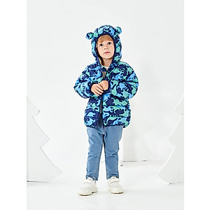 JunNeng Baby Girl Boy Ultralight Winter Hooded Jacket Coat,Kids Toddler Cartoon Puffer Down Outwear (Dinosuar Grey, 9-12 Months)