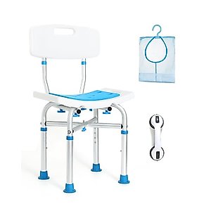 FSA HSA Heavy Shower Chair for Inside Shower with Back, Padded Shower Chair for Inside Bathtub with Grab Bar, Adjustable Shower Stool for Inside Shower for Senior/Elderly/Pregnant by SOUHEILO