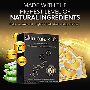 uniddis 24K Gold Under Eye Hydrogel Mask for Dark Circles, Fine Lines & Puffy Eyes | Infused with Collagen & Hyaluronic Acid | 100% Natural, Cruelty Free & Vegan | 20-PAIRS