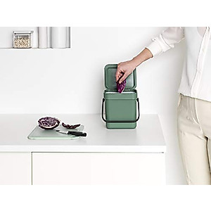 Brabantia Sort & Go Food Trash Can (0.8 Gal/Fir Green) Small Countertop Kitchen Compost Caddy with Handle & Removable Lid, Easy Clean