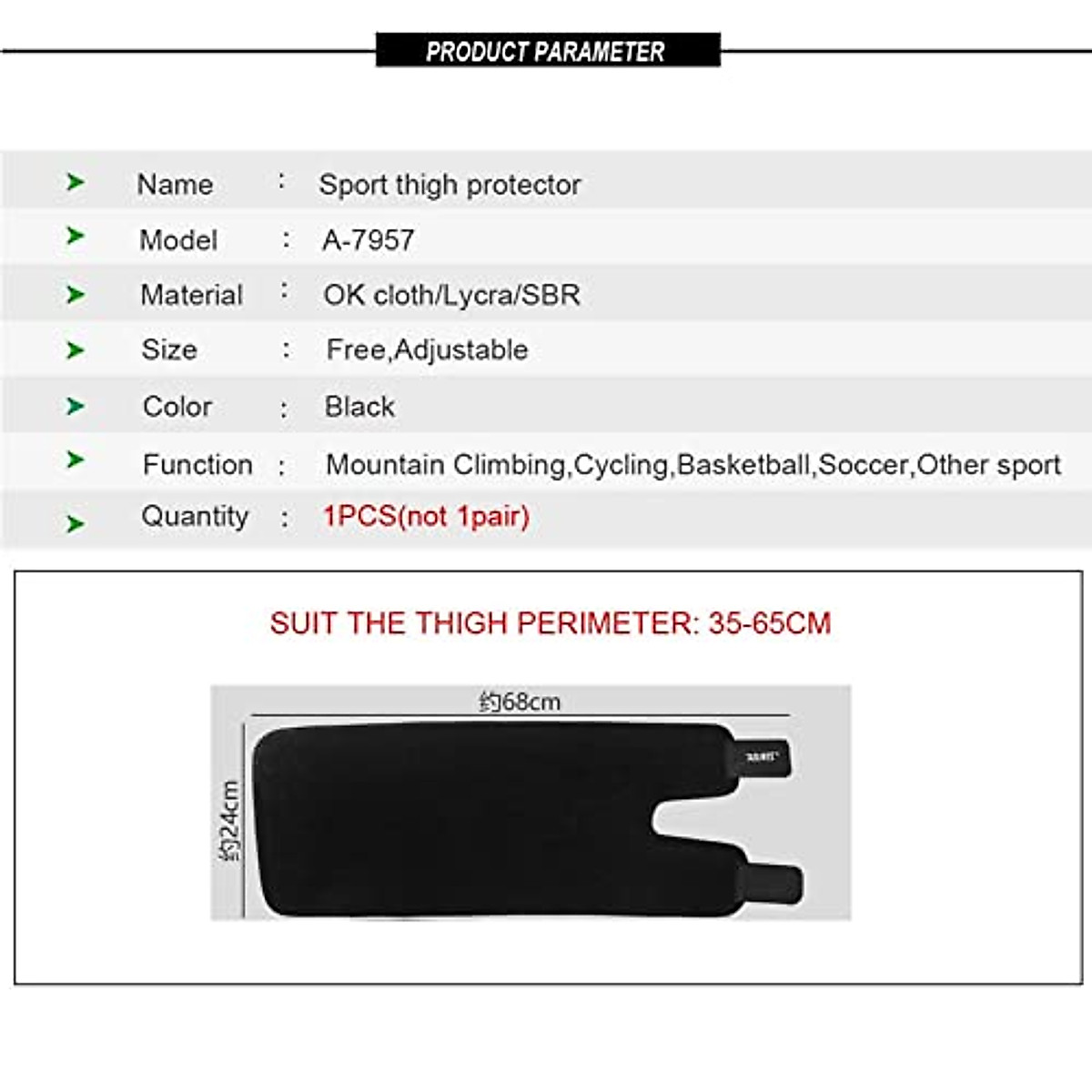 Dexlary Compression Thigh Recovery Sleeve for Hamstring Pain, Groin Pain, & Quad Support - Guaranteed to Speed up Recovery & Relieve Pain and Soreness - Great for Running & All Sports! (1 Sleeve)