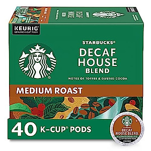 Starbucks Decaf K-Cup Coffee Pods, House Blend for Keurig Brewers, 1 box (40 pods)