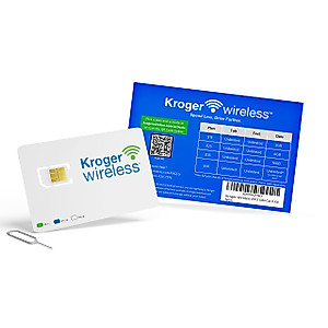 Kroger Wireless Prepaid SIM Card with Removal Tool for 4G LTE or 5G Phones, Unlimited U.S. Cell Phone Plans from $15 per Month with Text, Talk, and Data, Includes 4X Fuel Points