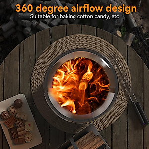 Tabletop Fire Pit, QVCQ Low Smoke Burning Mini Firepit for Outdoor, Camping, Wood Pellets Smores Fire Stove, Stainless Steel with Stands & Removable Ash Pan