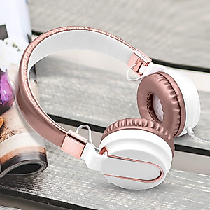 On-Ear Headphones with Built-in Mic, Portable Audio Headset with Adjustable Headband, Soft Ear Cushioned Pads, Foldable Design, for Phone or Computer Use, Hear Calls & Music Clearly - Chroma Rose Gold