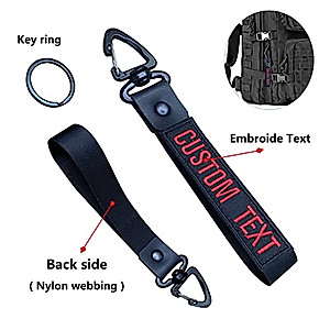 QJS PATCH Customzied Keychain,Personalized Key Tag with Key Ring Car Key Chain Clip Nylon Webbing Buckle for key,Tactical Backpack