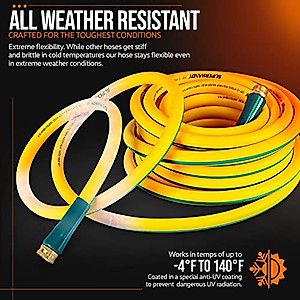 SuperHandy Garden Water Hose 5/8" Inch x 75' Foot Heavy Duty Premium Commercial Ultra Flex Hybrid Polymer Max Pressure 150 PSI/10 BAR with 3/4" GHT Fittings