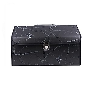 VIBY Marbling Pattern Car Storage Box Trunk PU Folding Car Organizer Box Stowing Tidying Auto Interior Accessories (Color : D, Size : L)