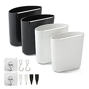 4 Pack Hanging Cup Holders with 8 Hooks, Rolling Utility Cart Accessories Under Sink Organizer Accessories Kitchen Storage Accessories Office Storage Supplies Bathroom Organizer Accessories