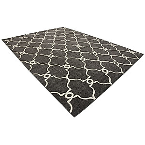 Unique Loom Outdoor Trellis Collection Area Rug - Columbus (9' x 12' 2" Rectangle, Black/ Ivory)