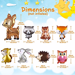 Animal Balloons, 8 Giant Balloons(20-30IN) Rabbit, Bear, Hedgehog, Fox, Raccoon, Owl, Squirrel Jungle Party Decorations Balloons Kit
