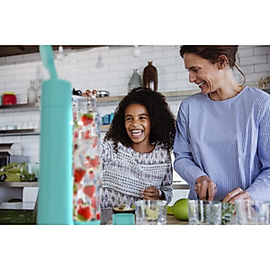 Fizzpod Home Soda Maker Sparkling Water Carbonator With 3 Bottles and 2 Bottle Brushes (Aruba Blue)