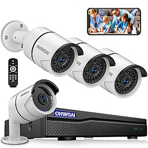 [100ft Super Night Vision] Wired Security Camera System 1080P, 4pcs Wired Home Security Cameras, CCTV DVR Cameras Outdoor, 4 Channel DIY Camrea System with DVR, Camaras para Negocios Facil De Usar