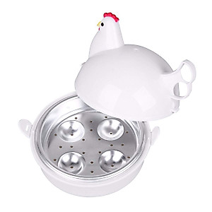 Microwave Egg Boiler, 4 Capacity Egg Poacher, Chicken Shape Egg Cooker, Egg Steamer Maker for Microwave Breakfast