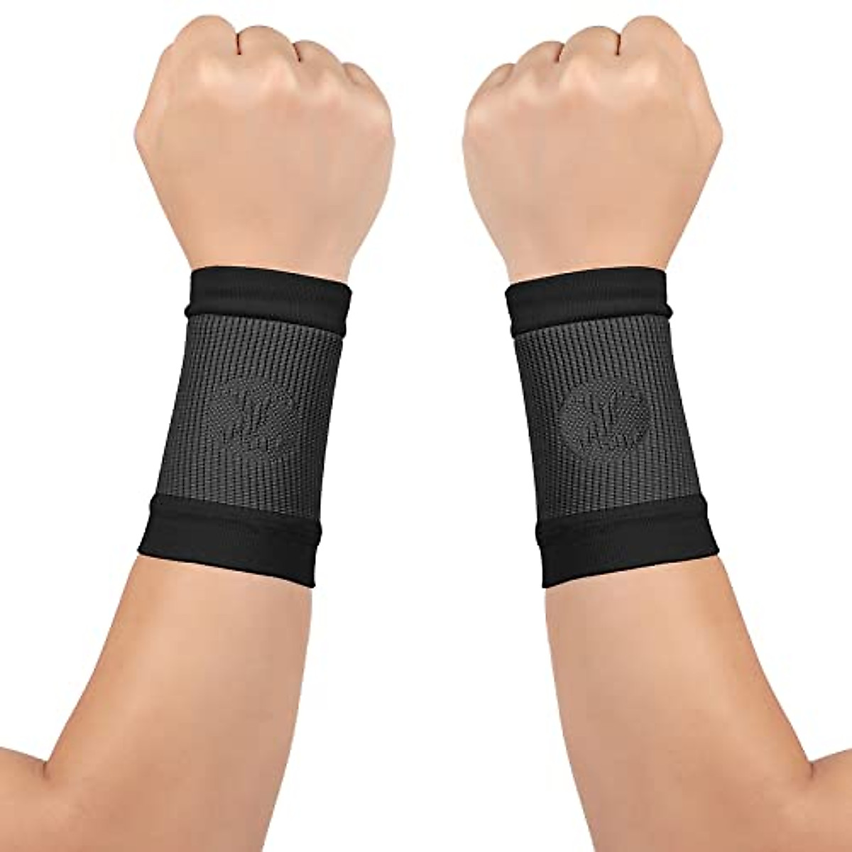 KEKING® Compression Wrist Sleeves for Women Men, 1 Pair, Premium Wrist Support Bands for Carpal Tunnel, Improve Circulation & Recovery, Tendonitis, Tennis, Sports - Wrist Brace Wrist Wraps, Black S