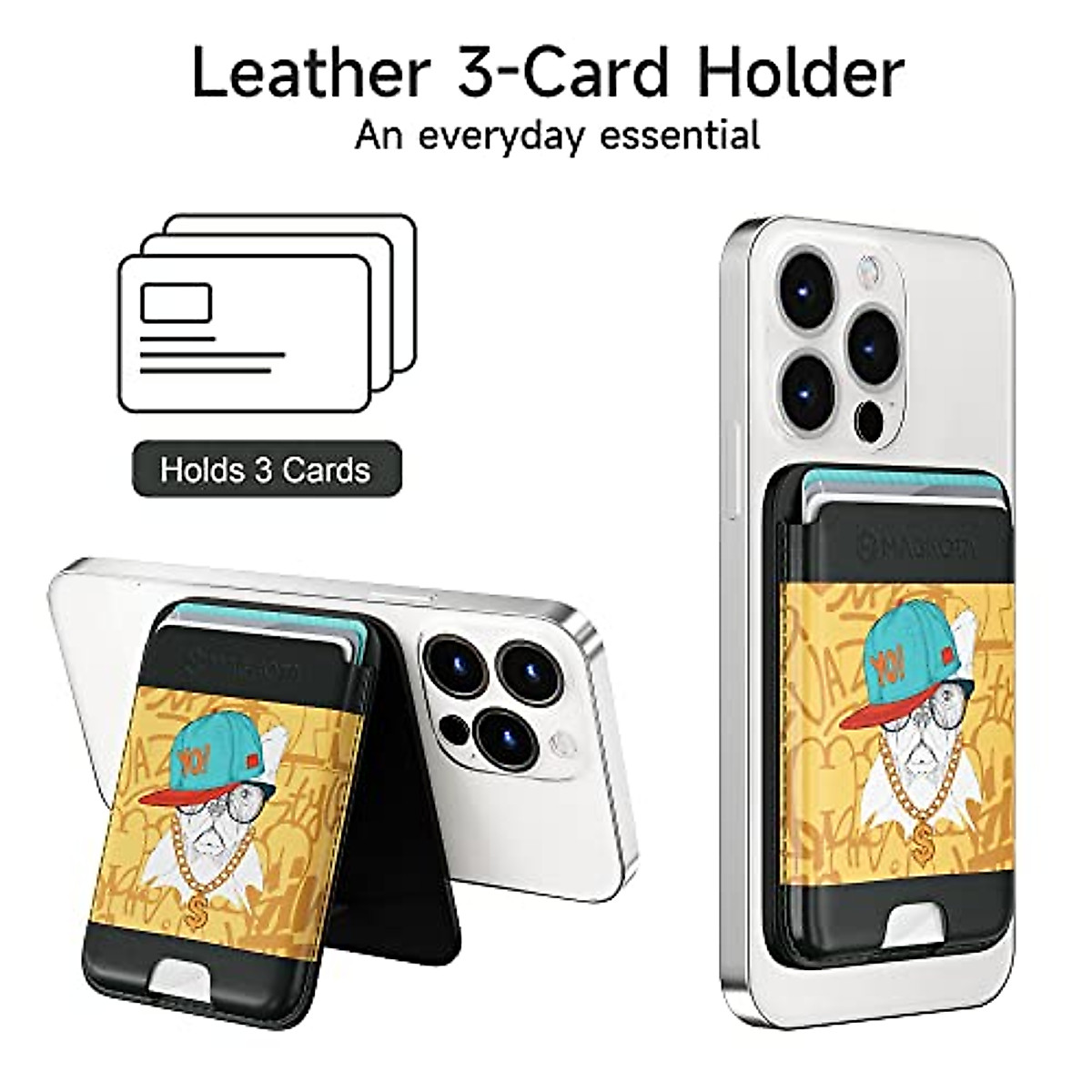 MAGKOTA MagSafe Wallet & Magnetic Stand Compatible with iPhone 14 Pro Max/14 Pro/14 Plus/14/iPhone 13 Pro Max/13 Pro/13/iPhone 12 Pro Max/12 Pro/12, Leather Wallet Stand Easily Holds 3 Cards